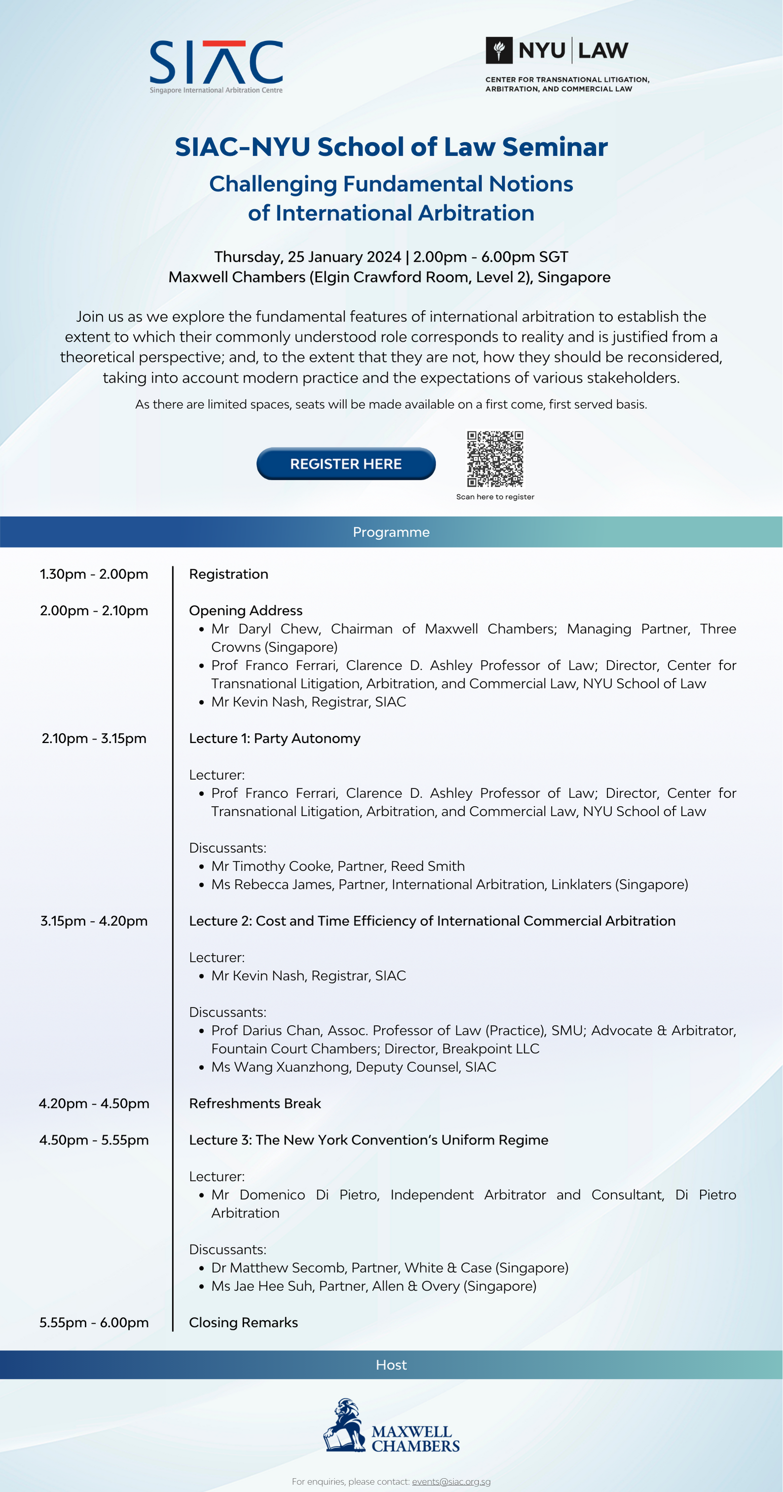 SIAC-NYU School of Law Seminar - Maxwell Chambers
